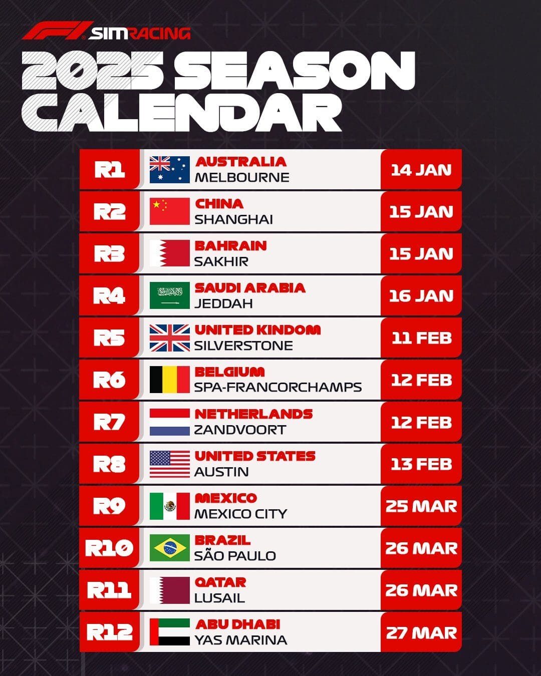 F1 Esports 2025: Here’s the Official Calendar – Kicking Off on January ...